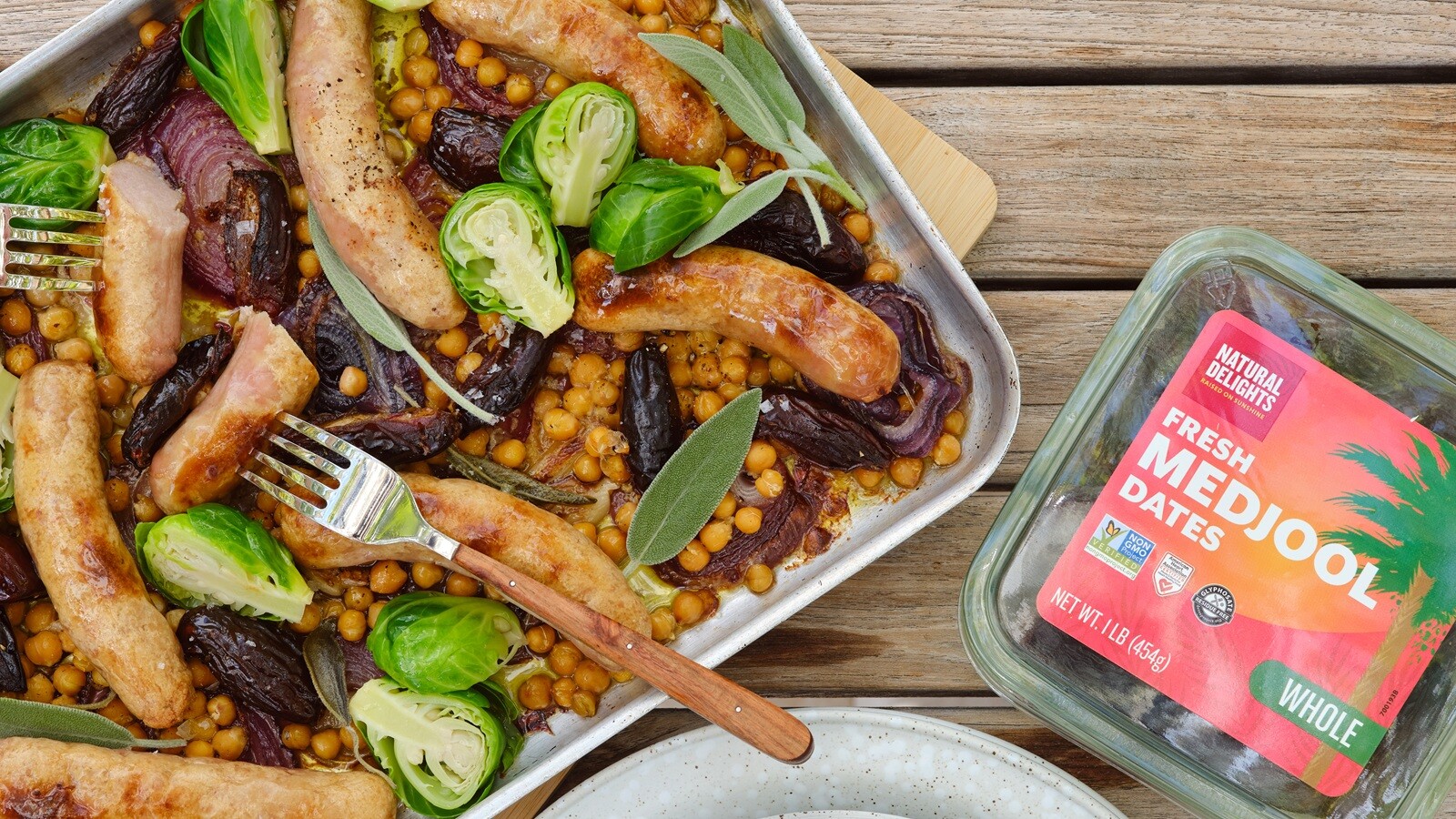 Sticky Date and Pork Chipolata Traybake