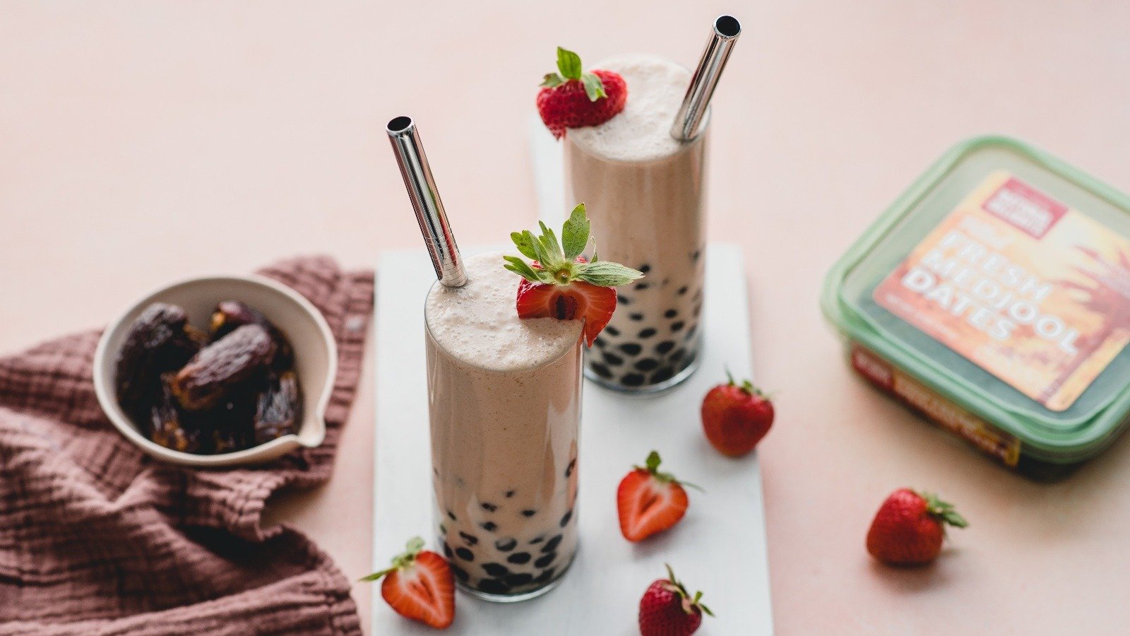 Strawberry Coconut Boba Tea